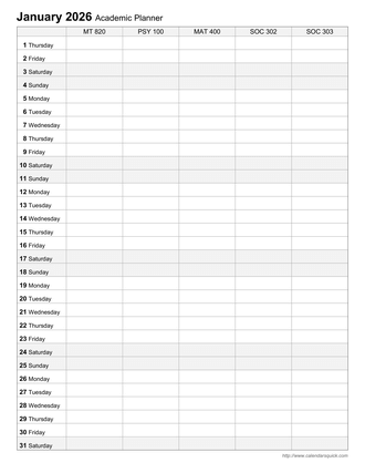 Printable Academic Calendars - CalendarsQuick